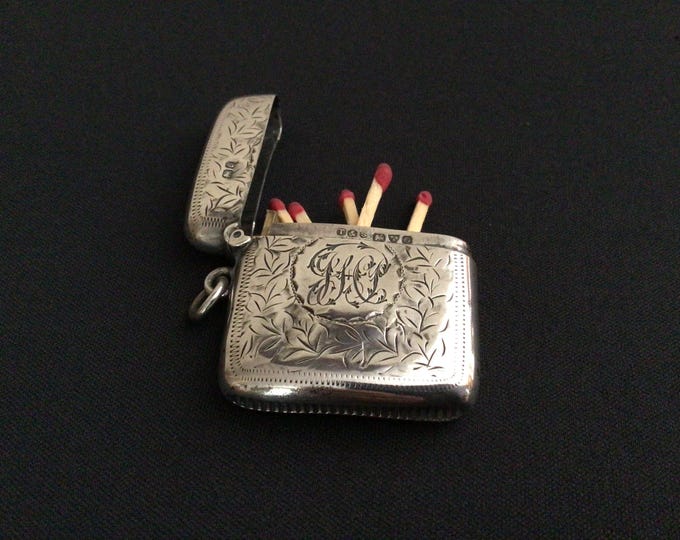 Antique 1900’s Hallmarked Silver Matchstick Holder - Etsy