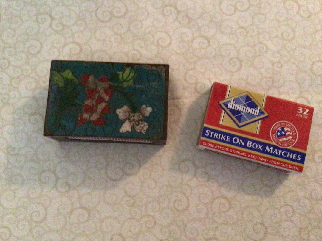 Chinese Cloisonné Enamel Matchbox Holder Floral Copper Vintage - Etsy