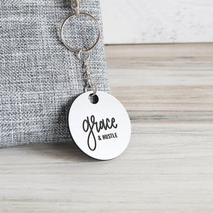 Grace & Hustle Engraved Keychain | Laser Cut Acrylic | Gift | Hand ...