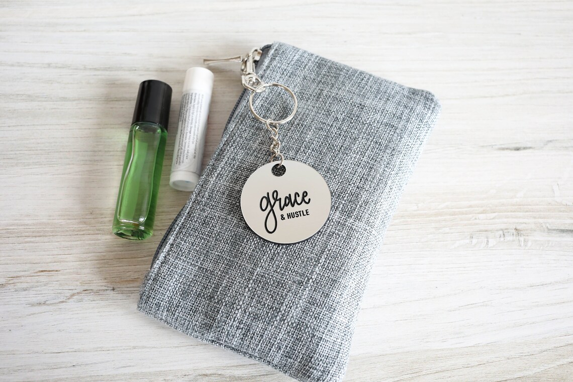 Grace & Hustle Engraved Keychain | Laser Cut Acrylic | Gift | Hand ...