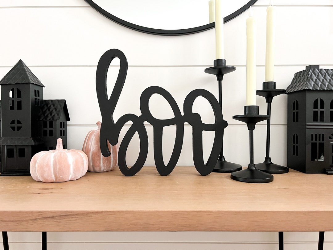 Wood BOO Sign Decor Large | Self Standing | Fall Decor | Halloween Sign ...