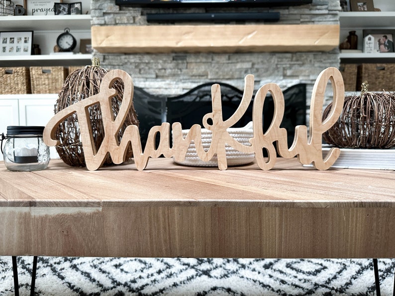 Wood Thankful Sign Decor Large | Self Standing | Home Decor | Hand ...