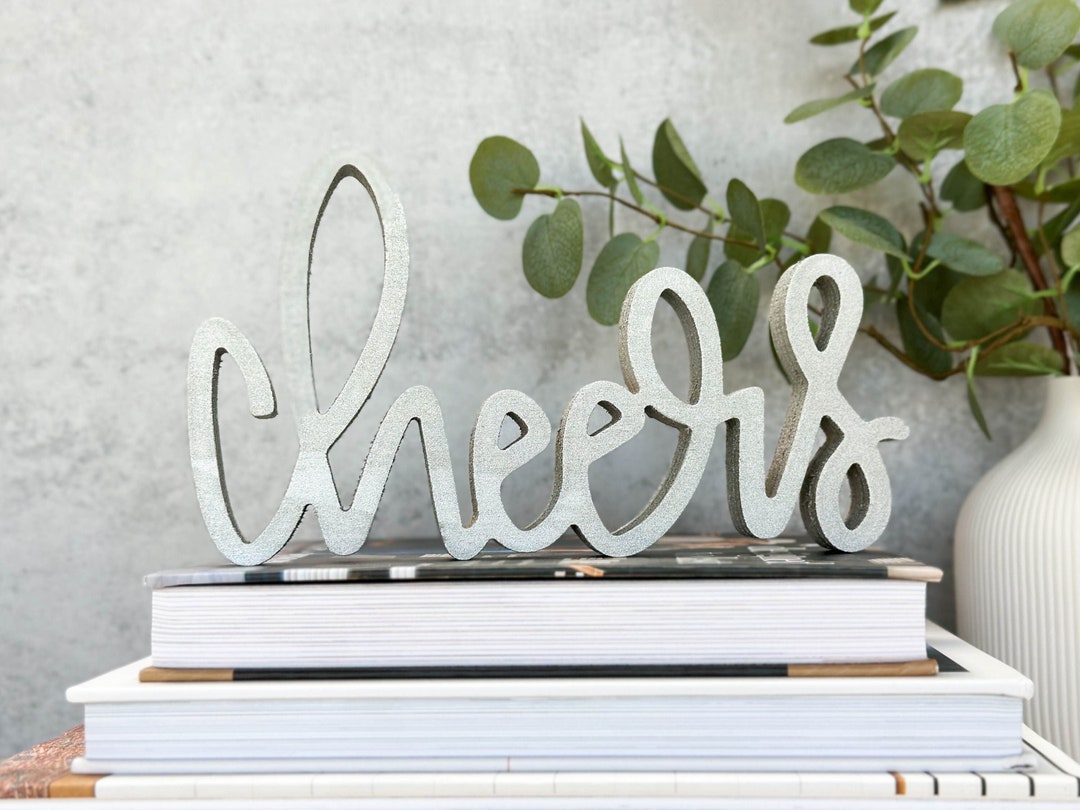 Wood Cheers Sign Decor | Shelf Decor | Self Standing | Home Decor ...