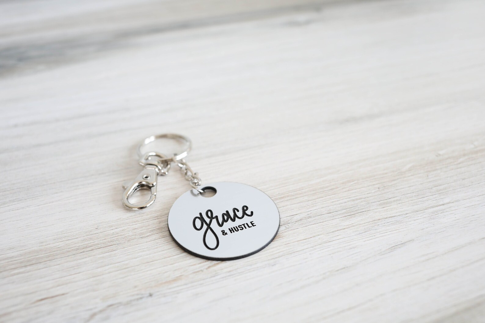 Grace & Hustle Engraved Keychain | Laser Cut Acrylic | Gift | Hand ...