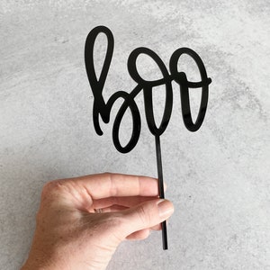 Boo Cake Topper Hand-lettered Birch Wood or Acrylic - Etsy