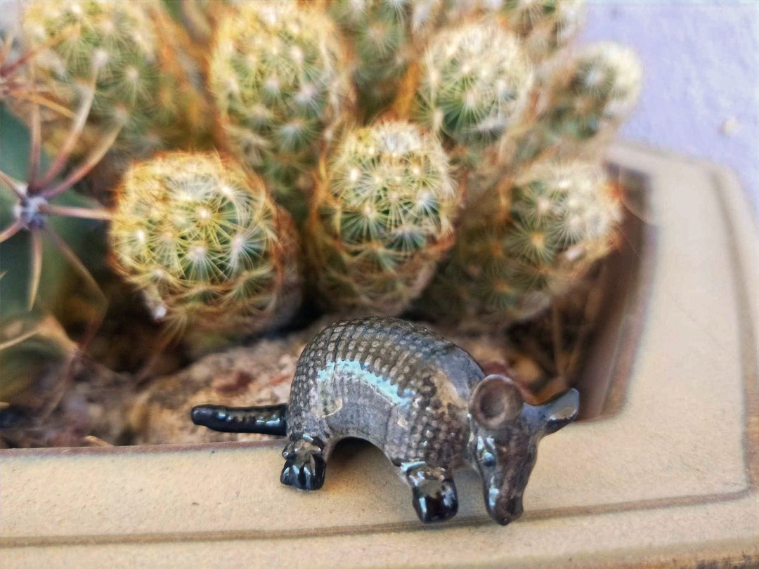 Miniature Ceramic Armadillo Figurine for Fairy Garden, Terrarium ...