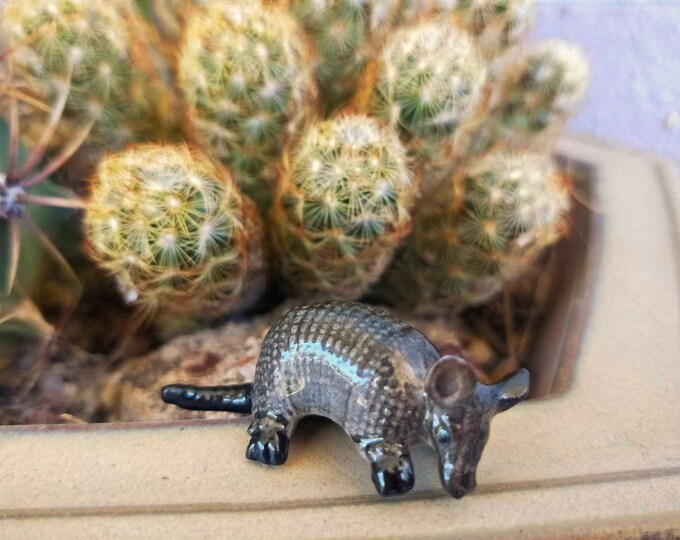 Miniature Ceramic Armadillo Figurine for Fairy Garden, Terrarium ...