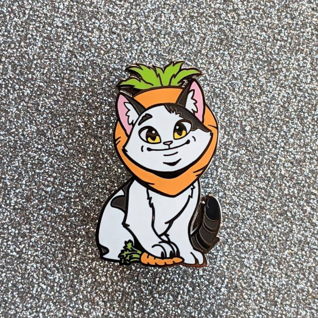 Polite Cat Pin / Carrot Version / Hard Enamel / Cute Cat Gift / Meme ...