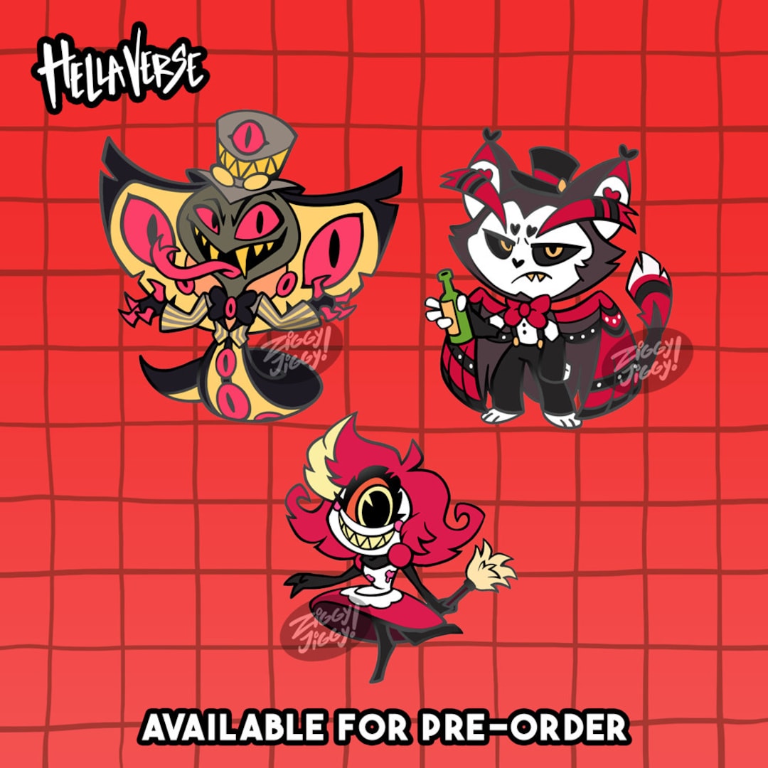 Husk / Sir Pentious / Niffty / Hazbin Hotel Pins / Black Plated Hard ...