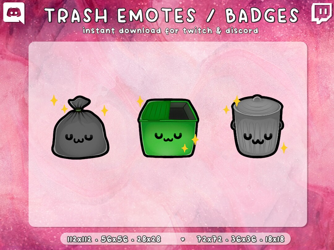 Trash Twitch Emotes 3x | Twitch Badges Sub | Garbage | Funny Twitch ...