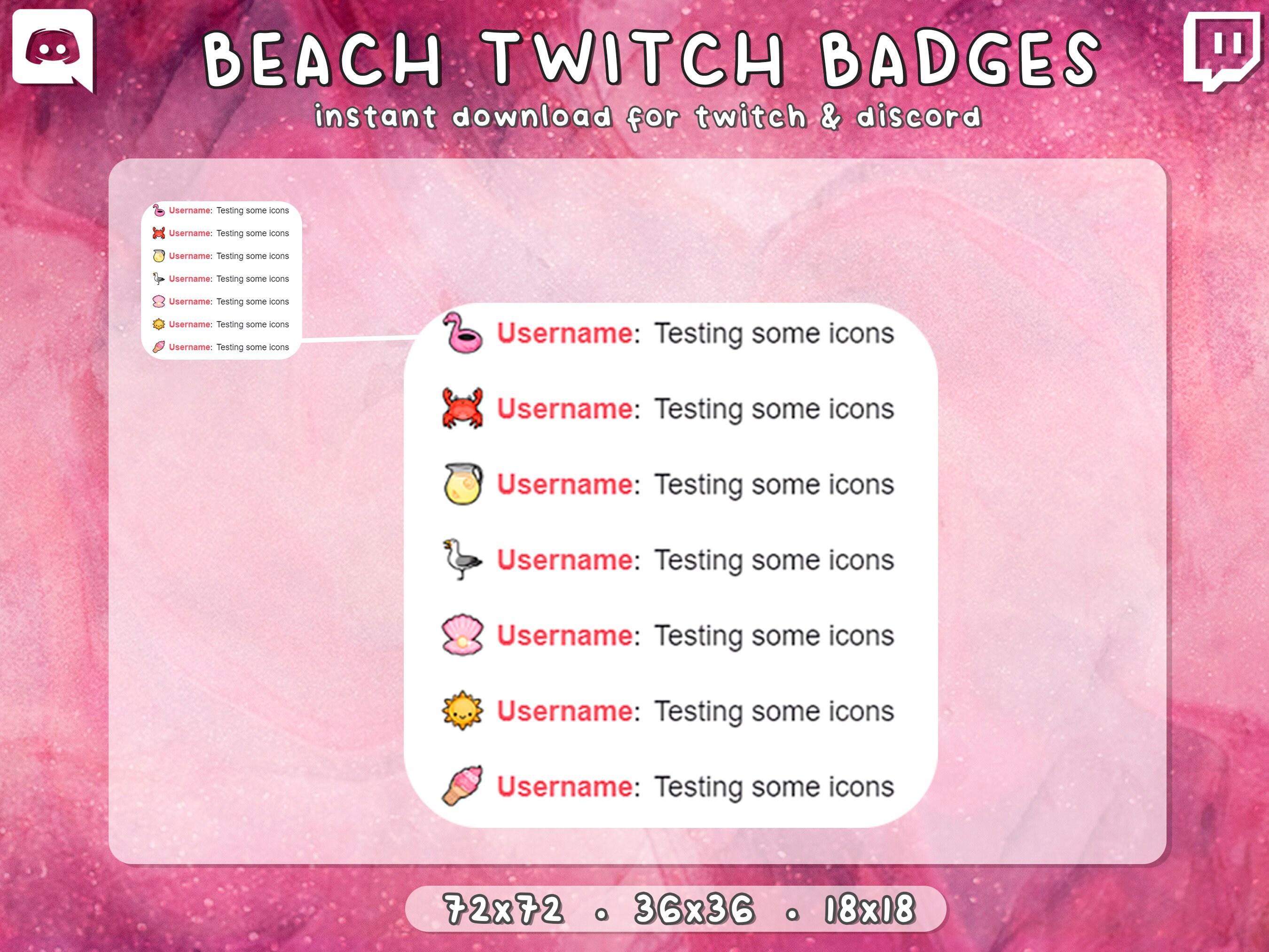 Beach Twitch Badges 20x | Summer Vacation Sub Bit Cheer | Discord ...