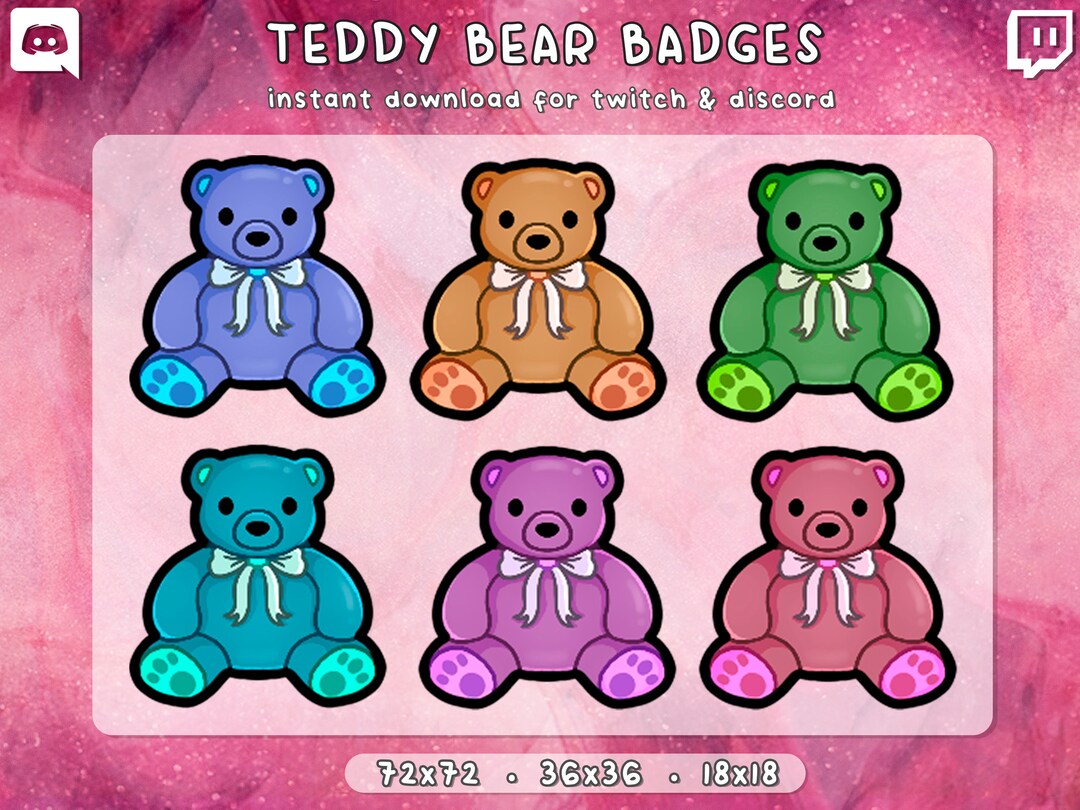 Teddy Bear Twitch Badges 6x | Gummy Bear | Kawaii Cute Adorable | Gamer ...
