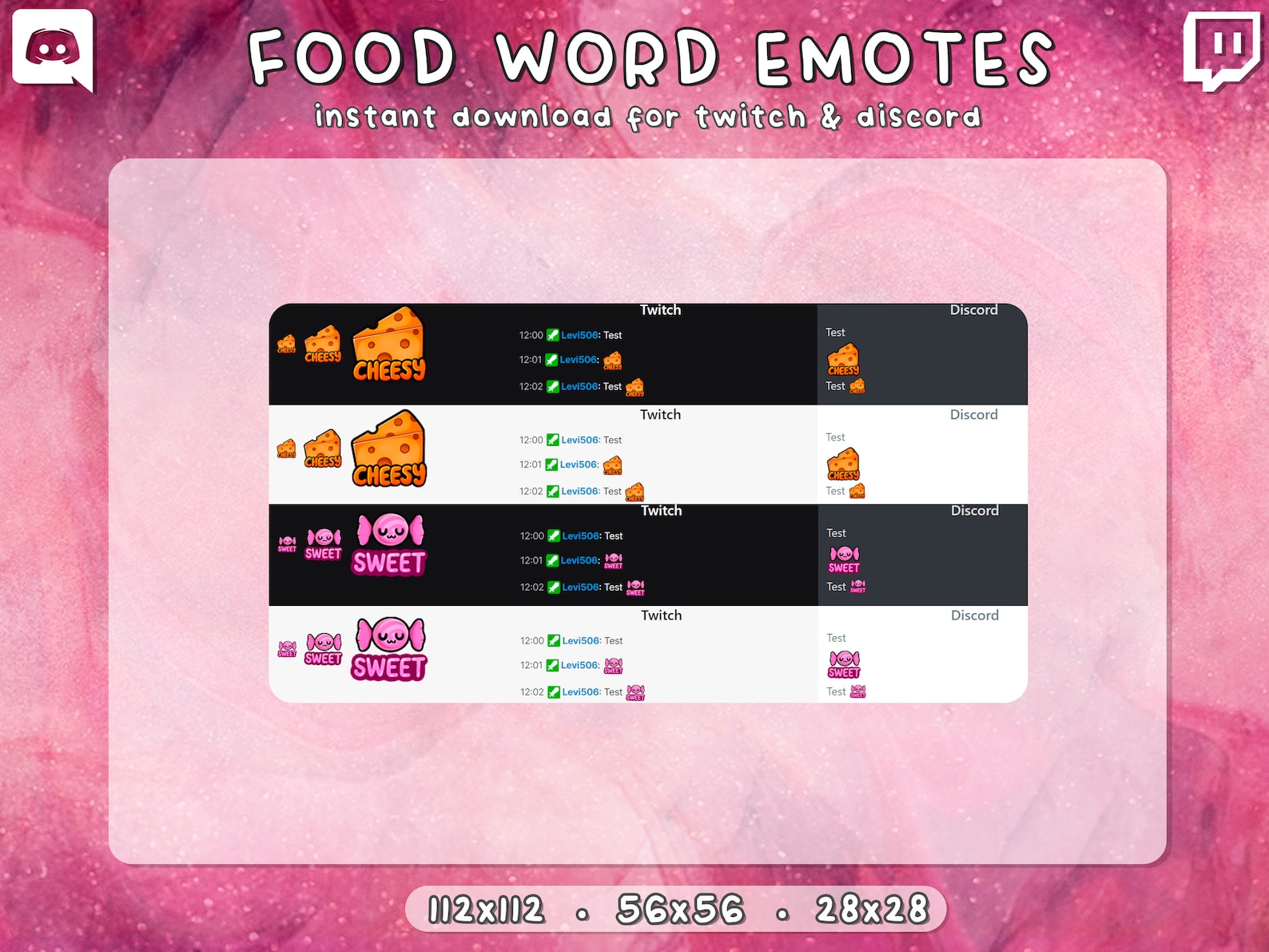Food Phrase Twitch Emotes 10x | Funny Twitch Emotes | Emote Words ...