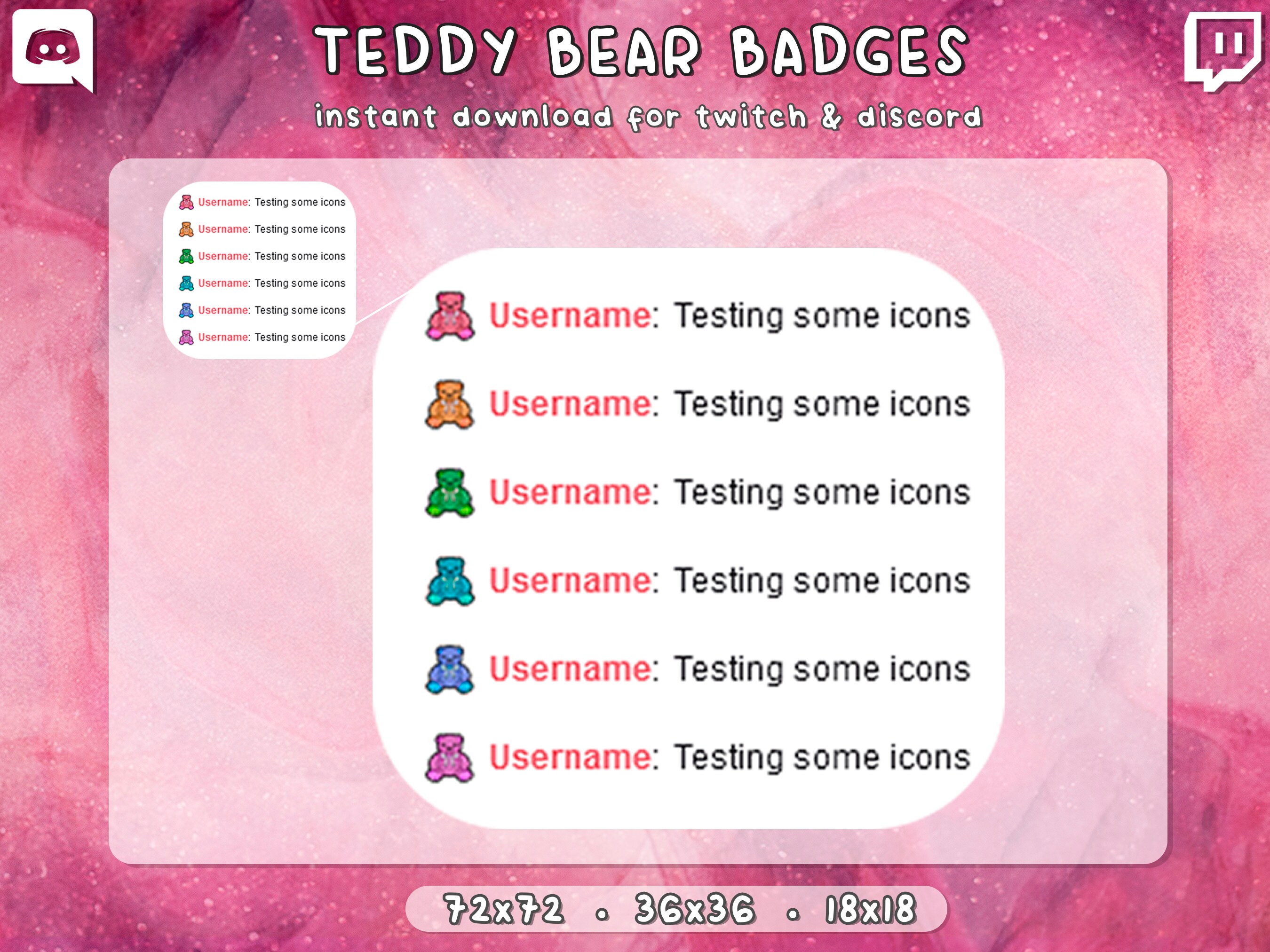 Teddy Bear Twitch Badges 6x | Gummy Bear | Kawaii Cute Adorable | Gamer ...
