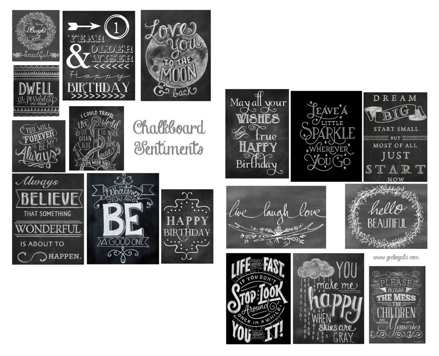 Chalk Board Sentiments Collage Set - Etsy