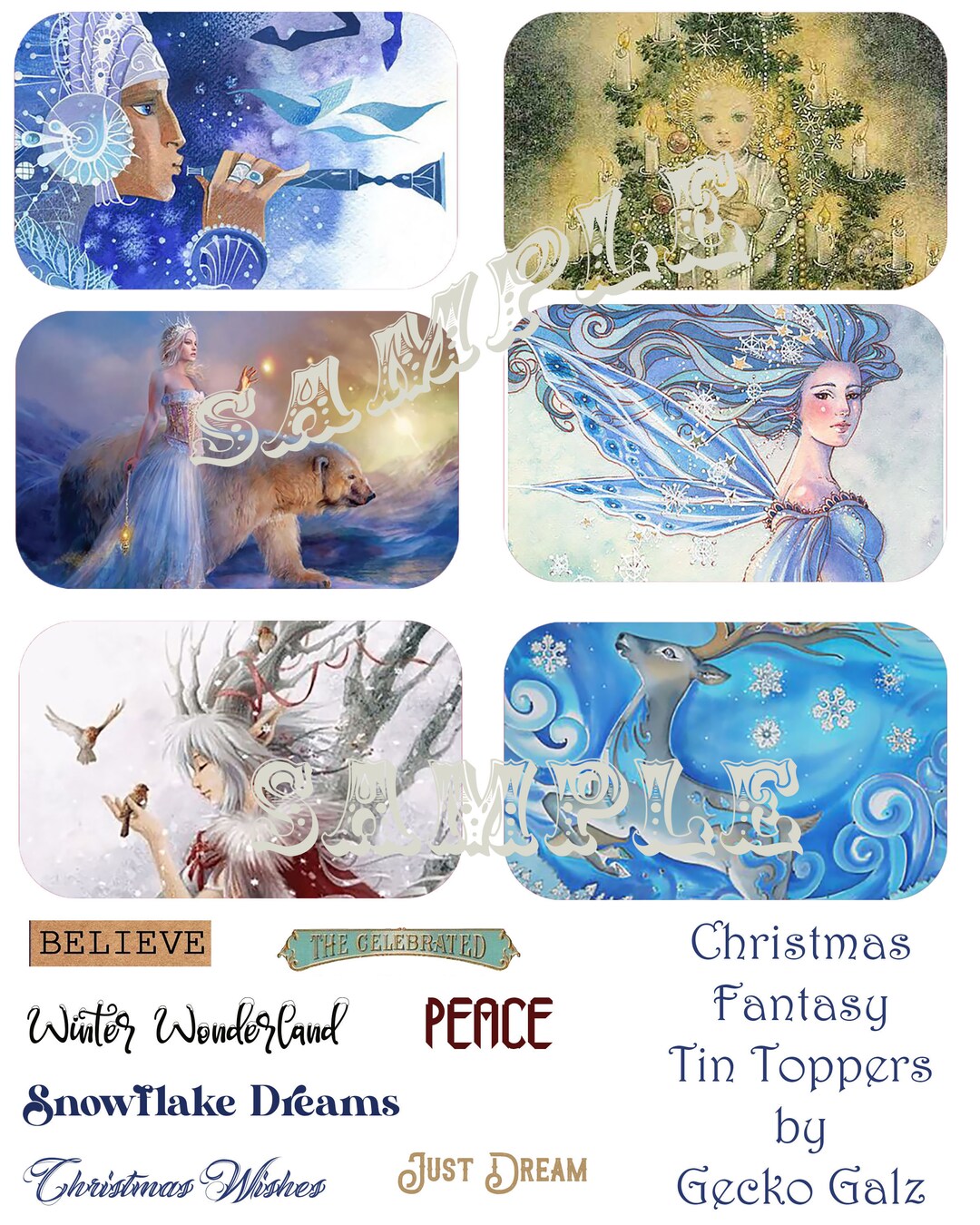 Christmas Fantasy Tin Toppers - Etsy