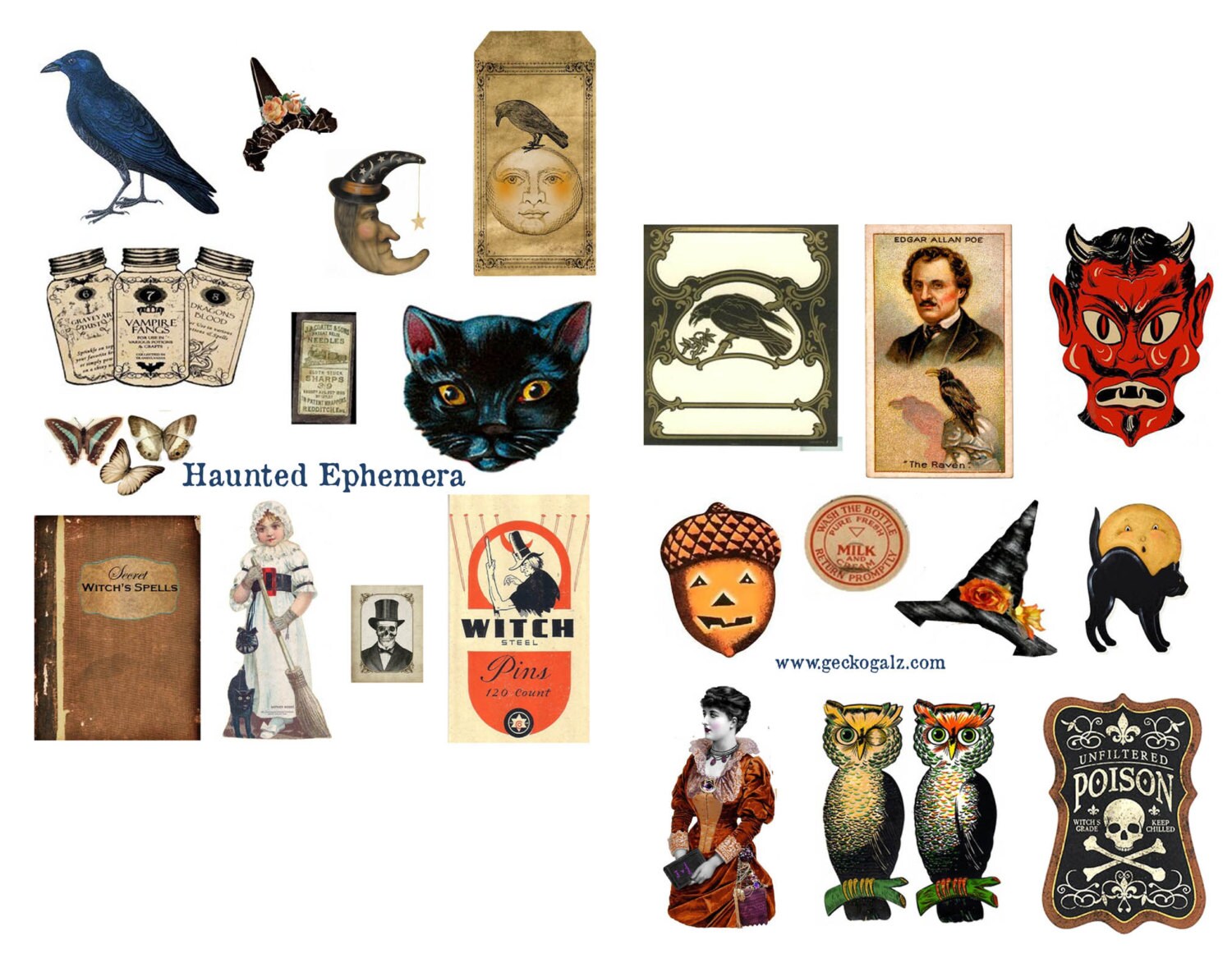 Haunted Ephemera Digital Collage Set - Etsy