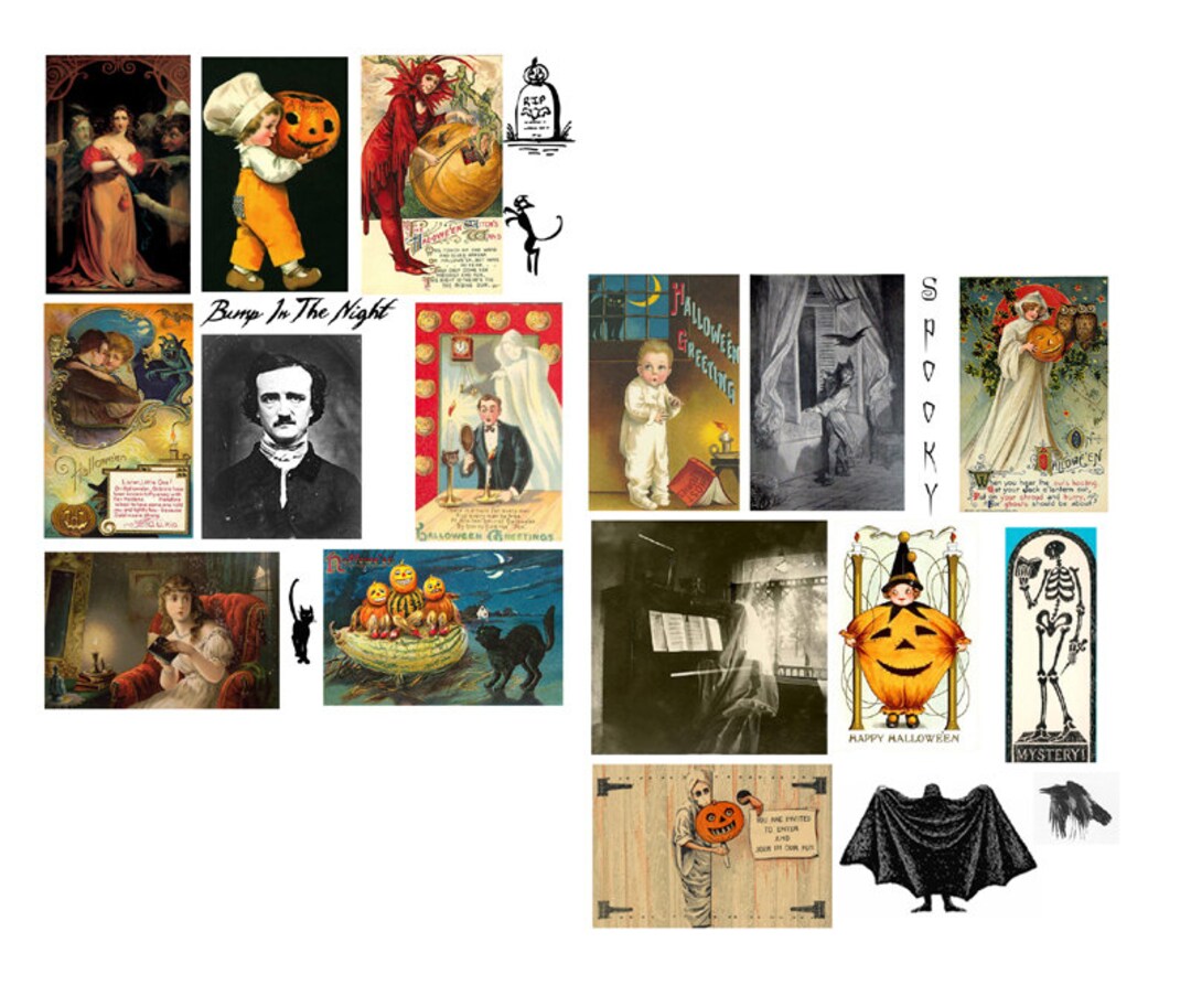Bump in the Night Digital Collage Set - Etsy