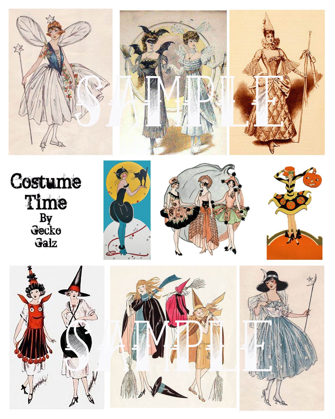 Costume Time Collage Sheet - Etsy