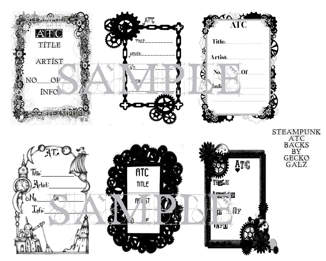 Steampunk ATC Backs Collage Sheet - Etsy