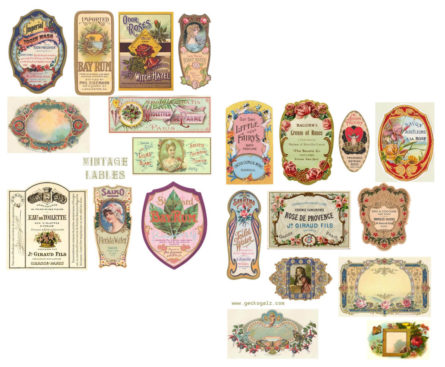 Vintage Labels Digital Collage Set - Etsy