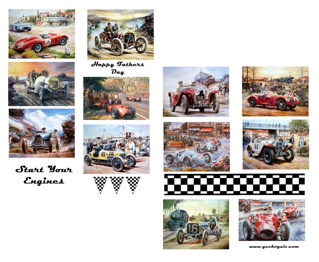 Start Your Engines Collage Set - Etsy