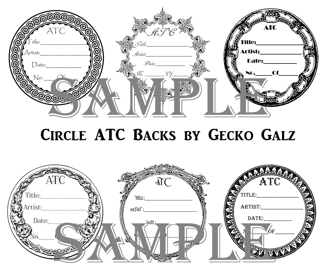 Circles ATC Backs Digital Collage Sheet - Etsy