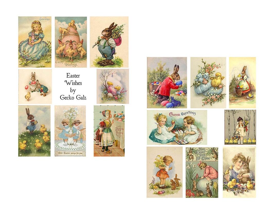 Easter Wishes Digital Collage Set - Etsy