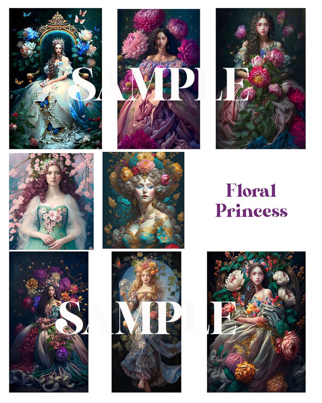 Floral Princess Digital Collage Sheet - Etsy