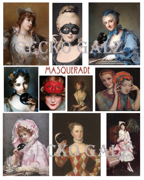 Masquerade Fun Digital Collage Sheet | Etsy