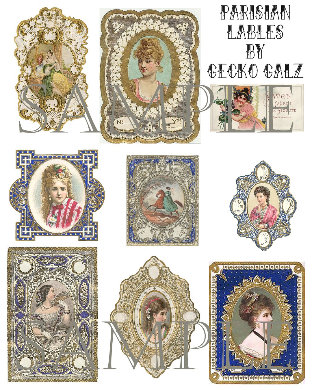 Parisian Lables Collage Sheet - Etsy