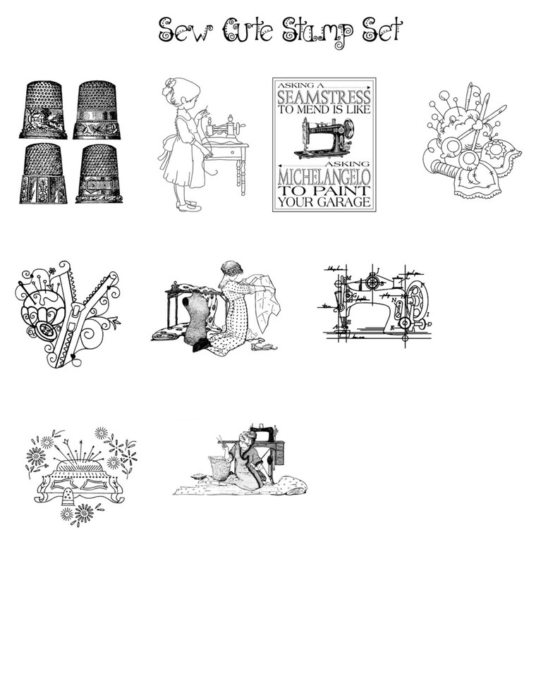 Sew Cute Digital Stamp Set - Etsy
