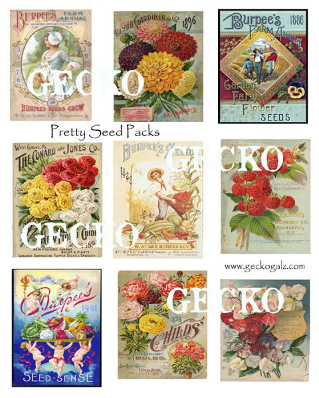 Pretty Seed Packs Digital Collage Sheet - Etsy