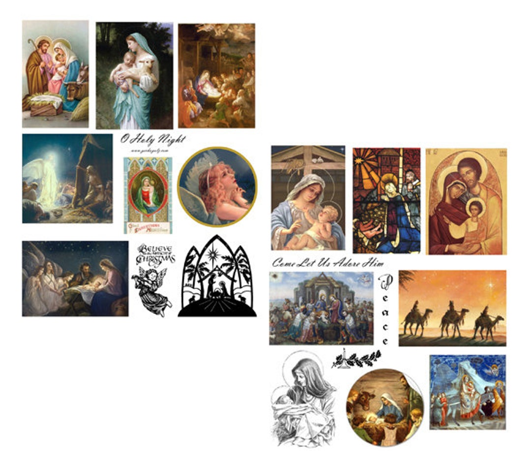 O HOLY NIGHT Digital Collage Set - Etsy
