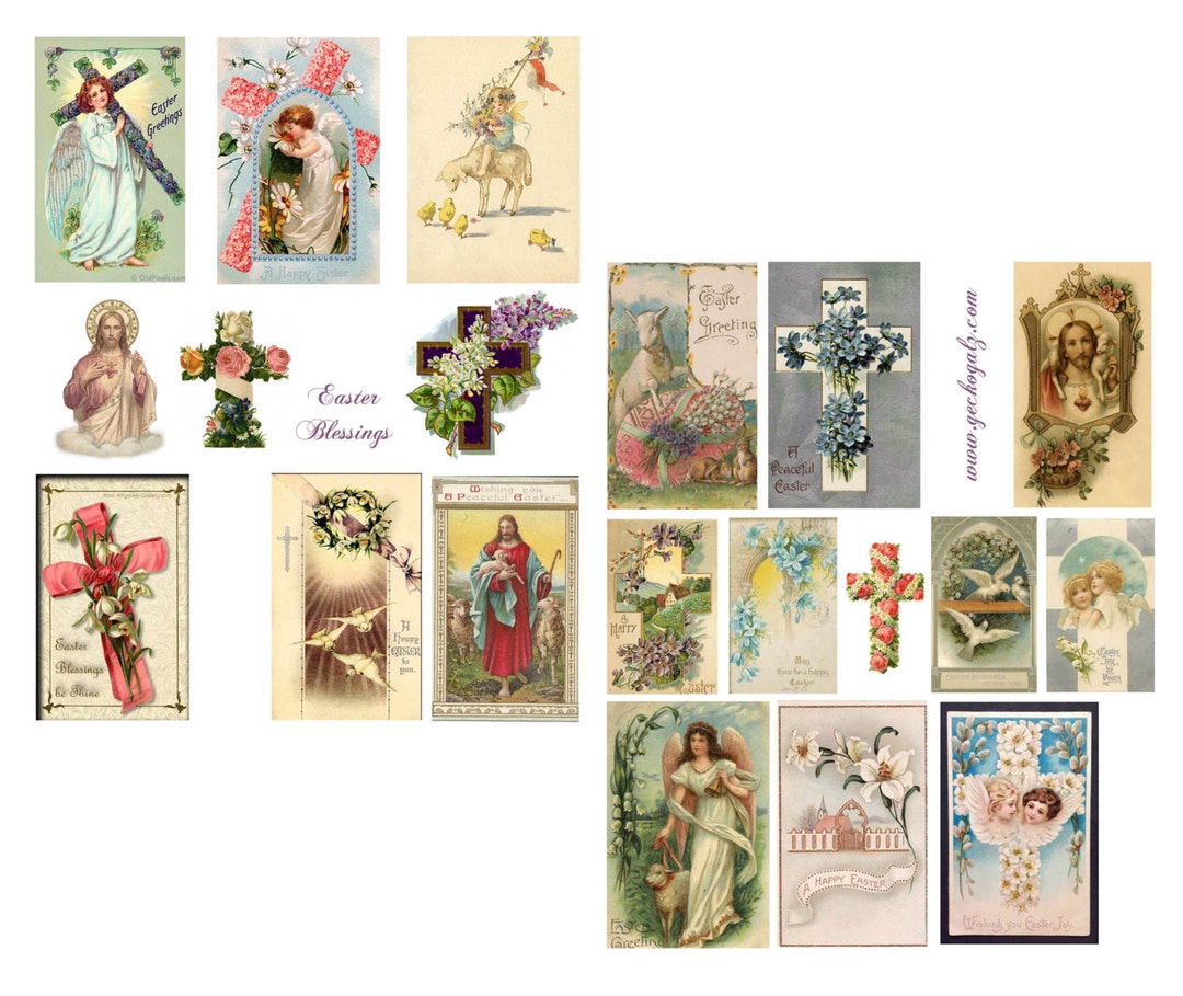 Easter Blessings Digital Collage Set - Etsy