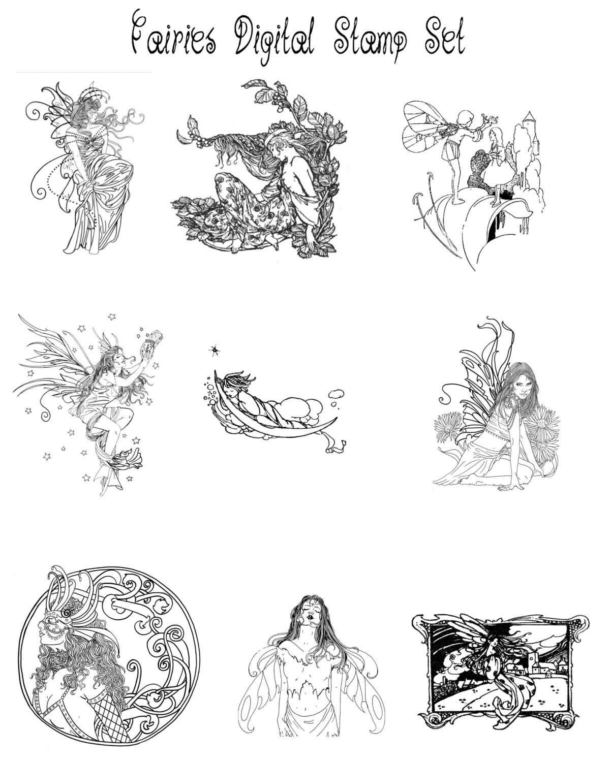 Fairies Digital Stamp Set - Etsy Canada