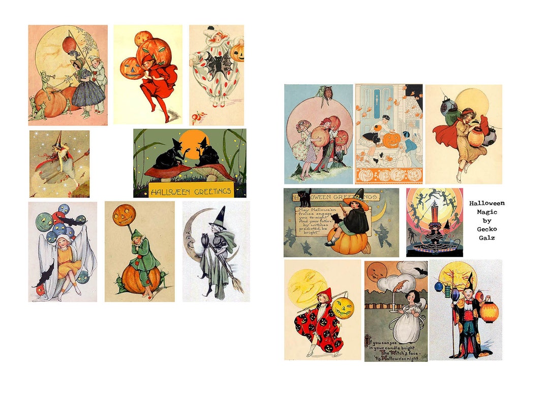 Halloween Magic Digital Collage Set - Etsy