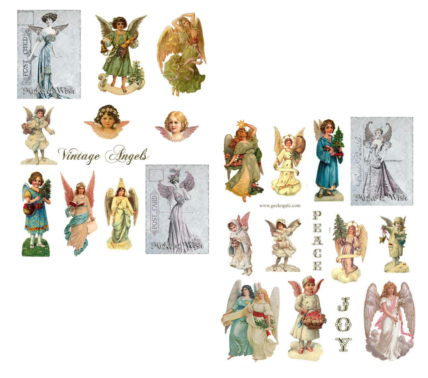 Vintage Angels Digital Collage Set - Etsy
