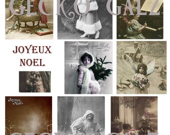 Joyeux Noel French Christmas Clip Art Digital Collage Sheet INSTANT ...