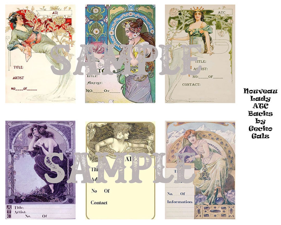 Nouveau Ladies ATC Backs Sheet - Etsy