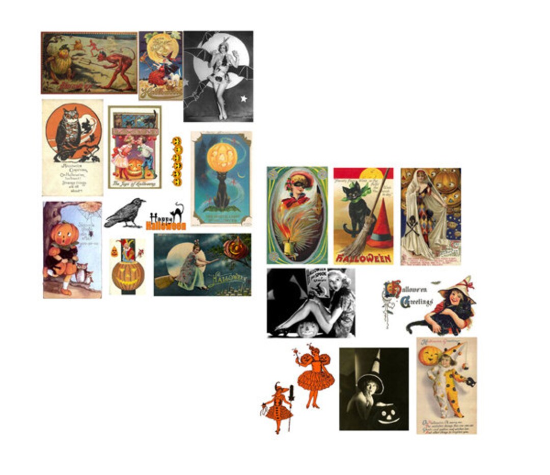 Vintage Halloween Digital Collage Set - Etsy