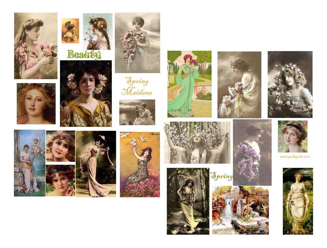 Spring Muses Digital Collage Set - Etsy