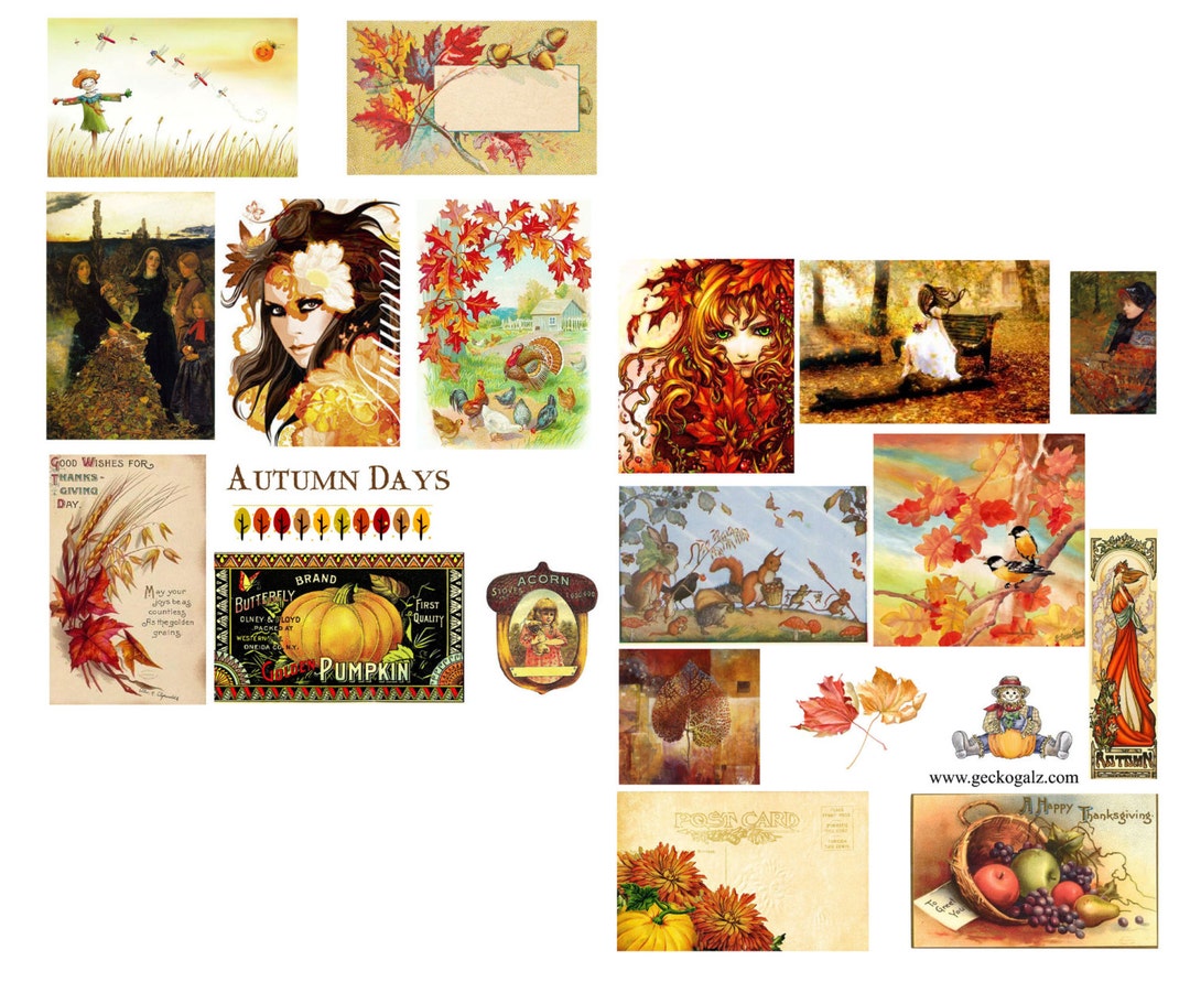 Autumn Days Digital Collage Set - Etsy