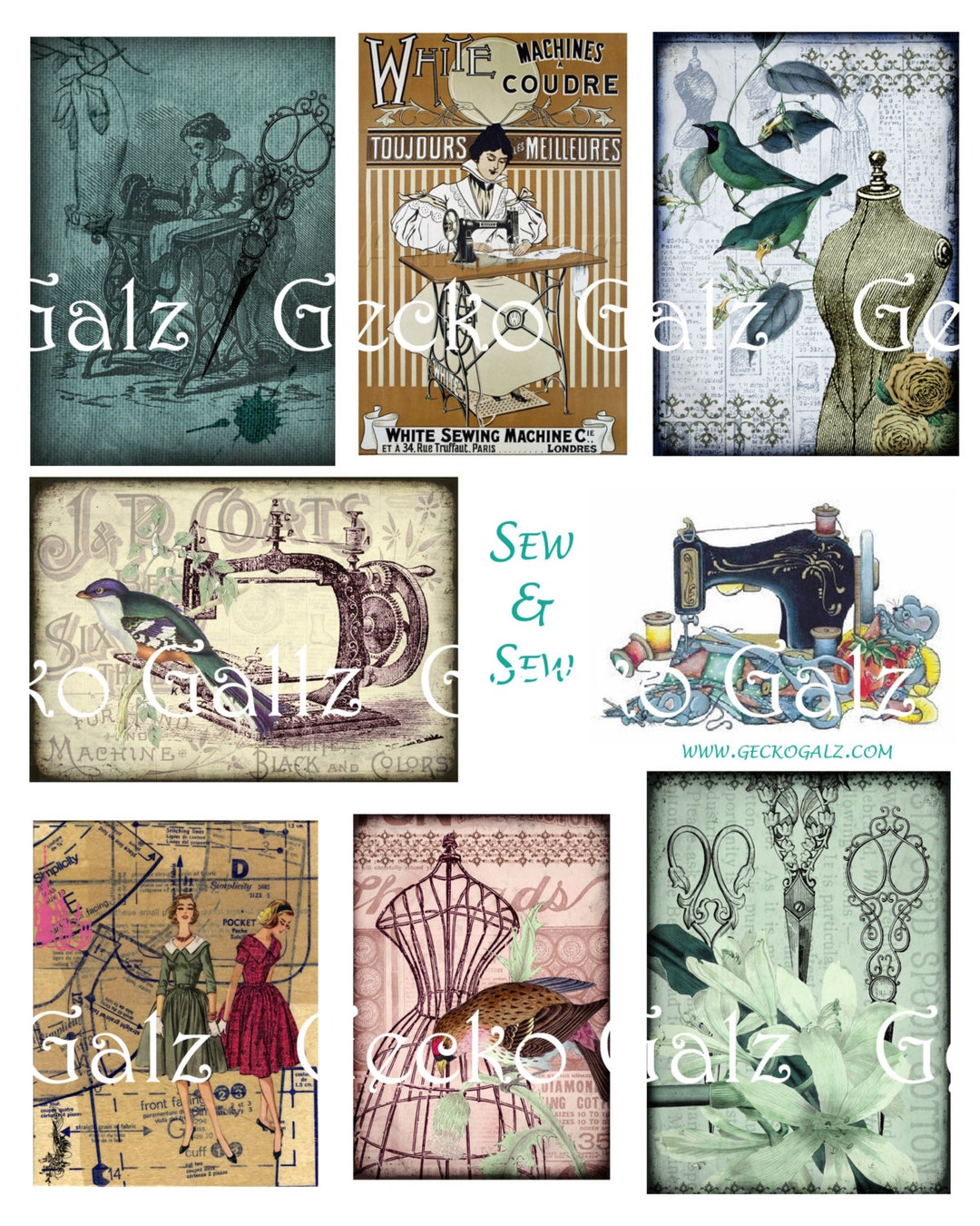 Sew & Sew Digital Collage Sheet - Etsy