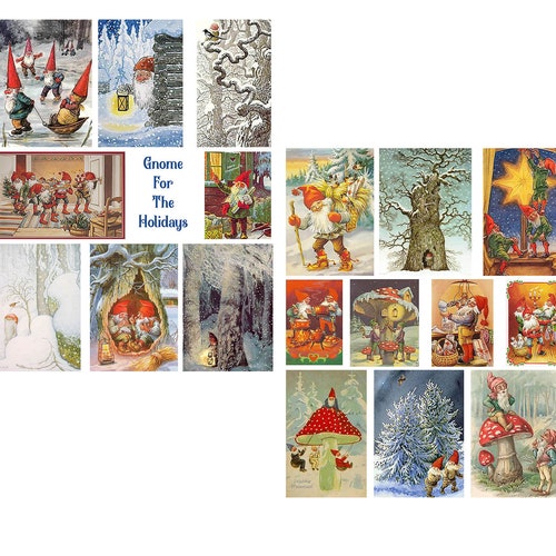Gnome for the Holidays Digital Collage Set - Etsy