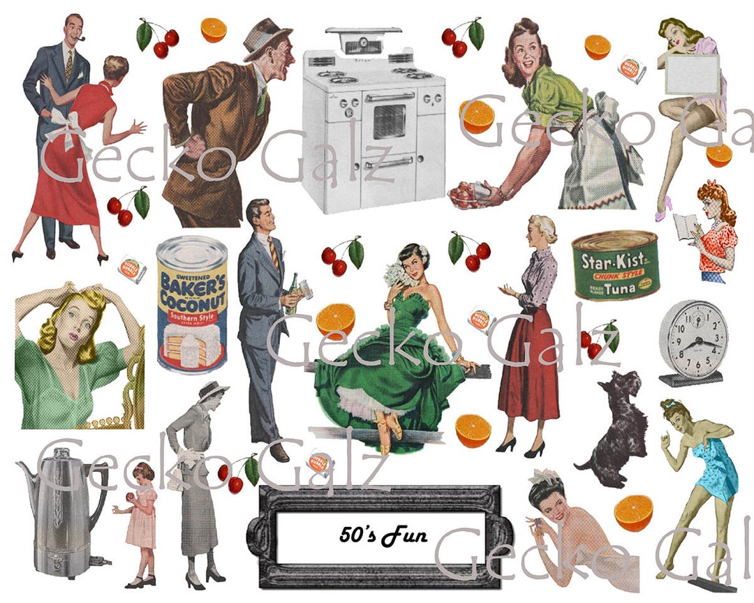 50's Fun Collage Sheet - Etsy