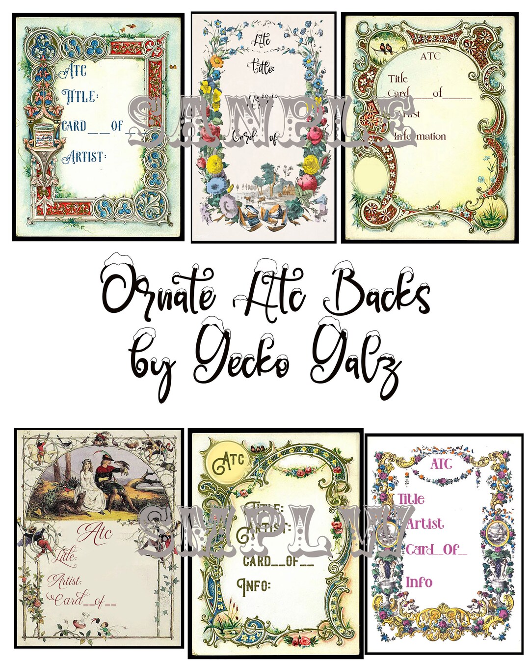 Ornate ATC Backs Collage Sheet - Etsy