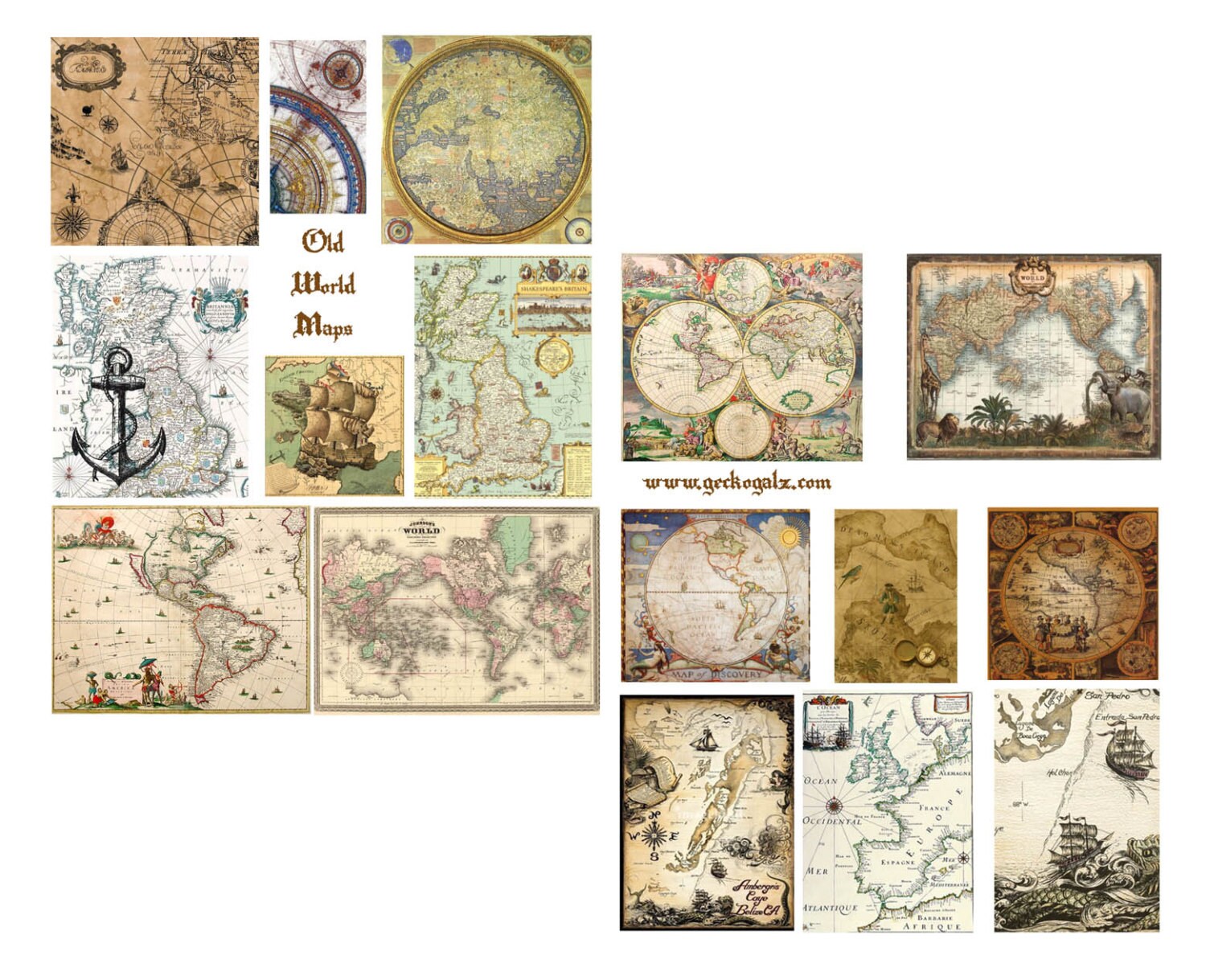 Old World Maps Digital Collage Set - Etsy