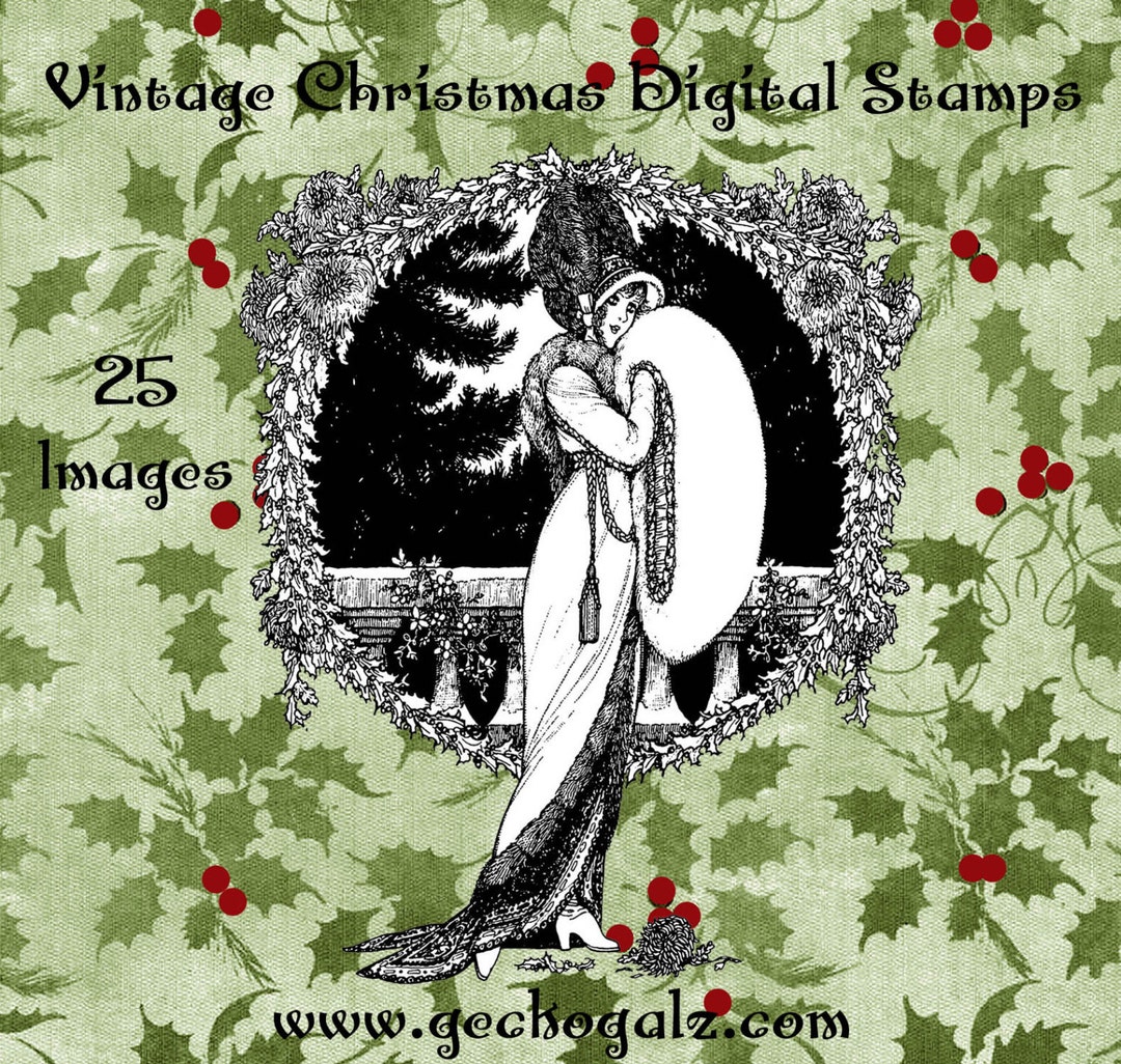 Old Fashioned Christmas Digital Stamp Set - Etsy