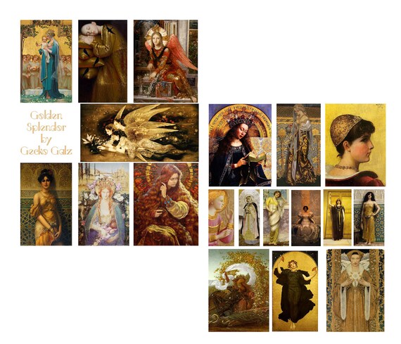 Golden Splendor Digital Collage Set | Etsy